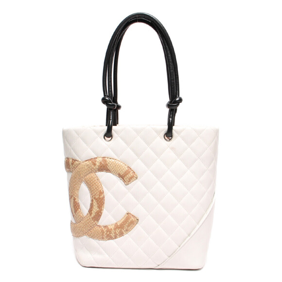 CHANEL | Bags | Chanel Coco Mark Tote Bag Cambon Lambskin Python ...